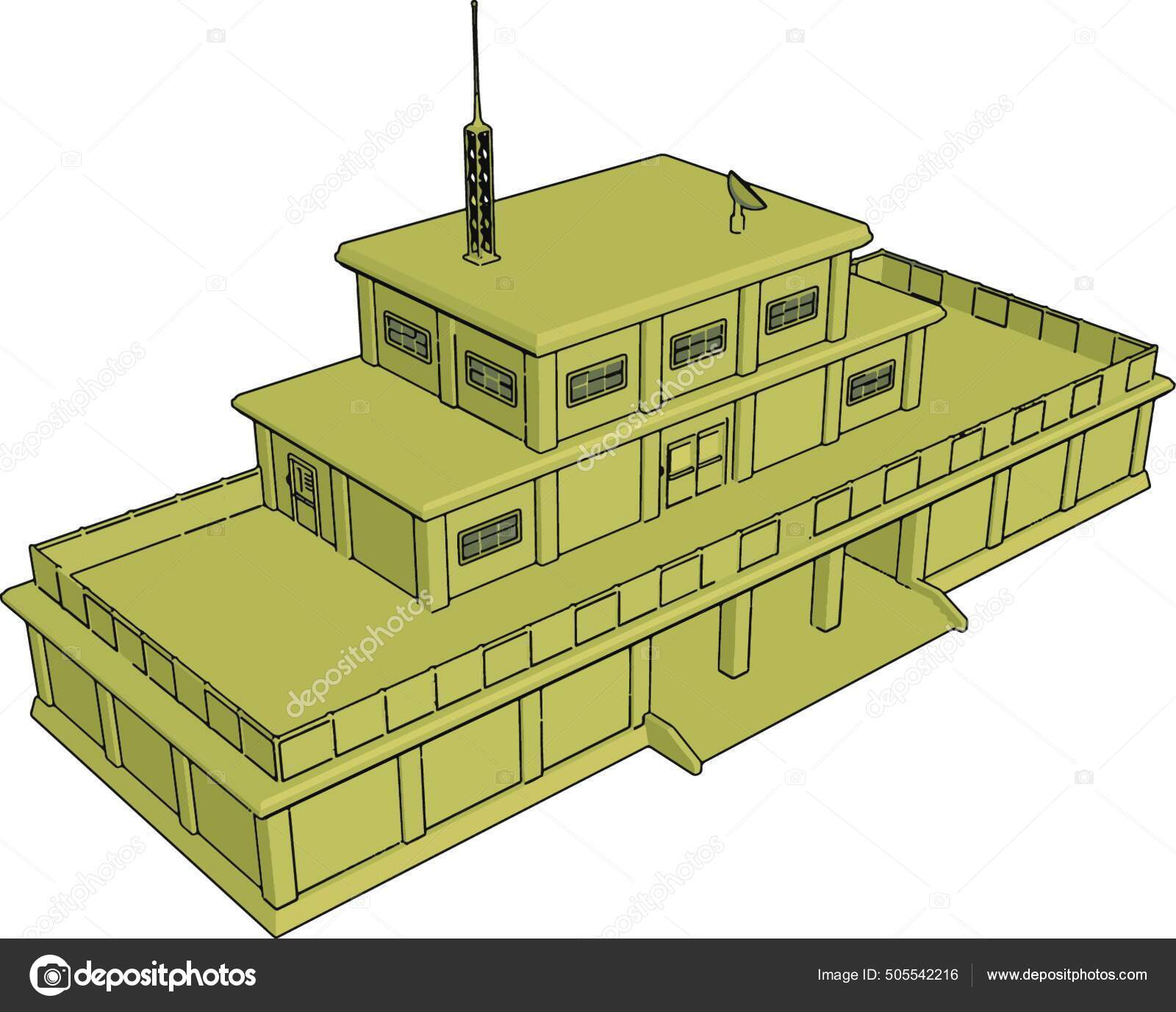 Vector Illustration White Background Military Barracks Stock Vector by ...