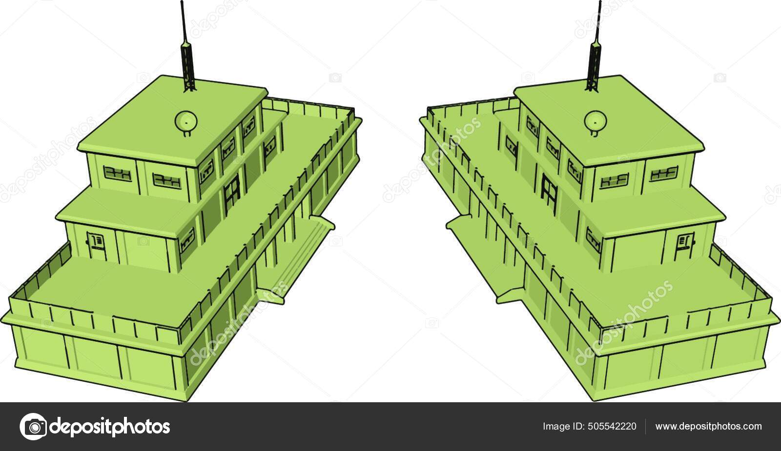 Vector Illustration White Background Military Barracks Stock Vector by ...