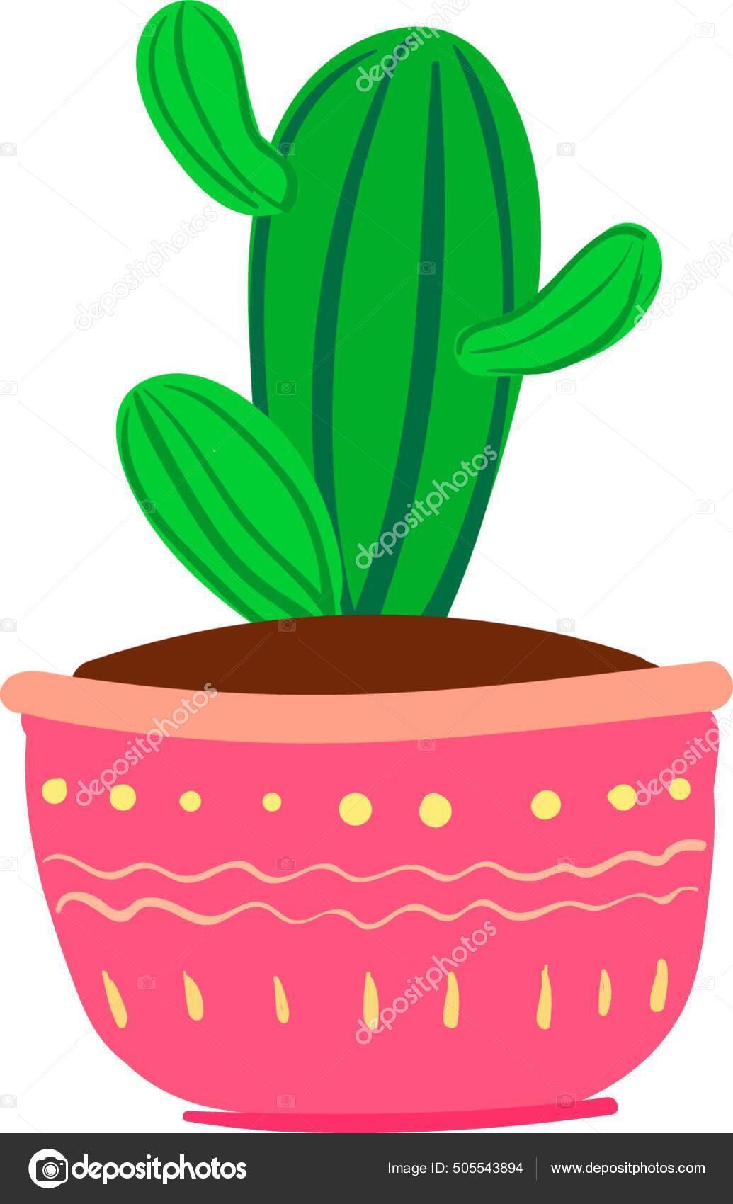 Striped Cactus Small Arms Vector Color Illustration Stock Vector by ...