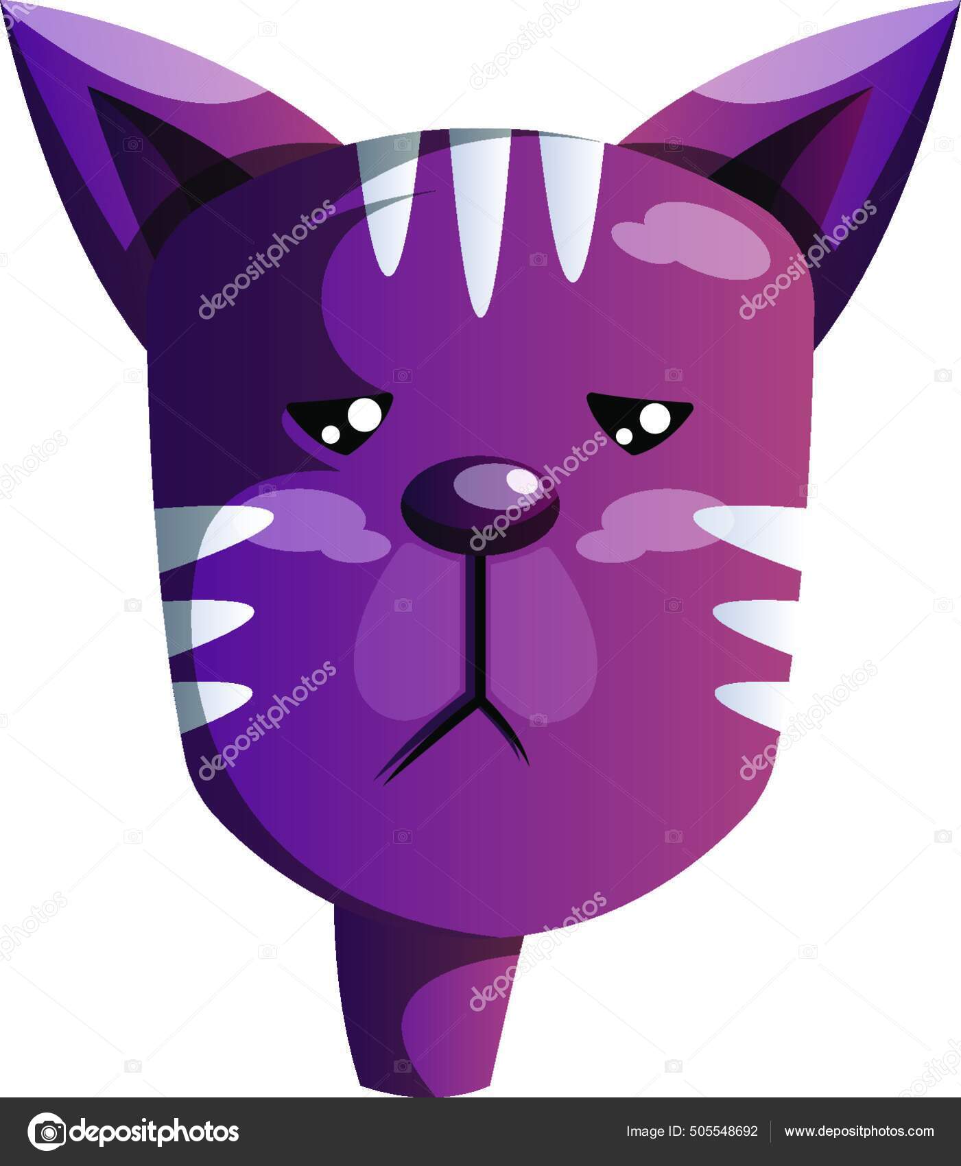 Cartoon Purple Cat Vector Illustartion White Background Stock Vector by ...