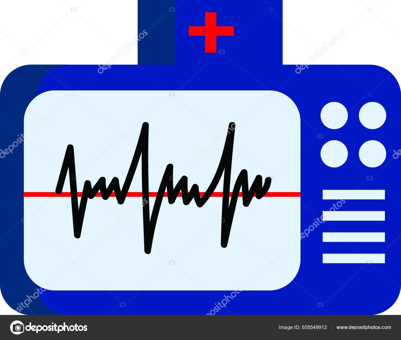Blue Color Electrocardiogram Buttons Side Depicting Ecg Waves Vector ...