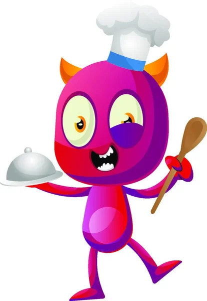 Cheerful Chicken Leg Waiter Illustration Vector White Background Stock ...