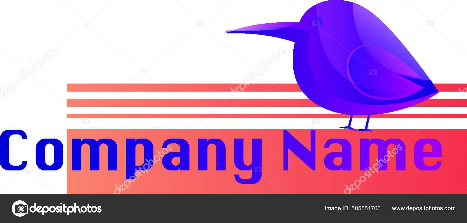 Chubby Purple Bird Logo Vector Illustration White Background Stock ...