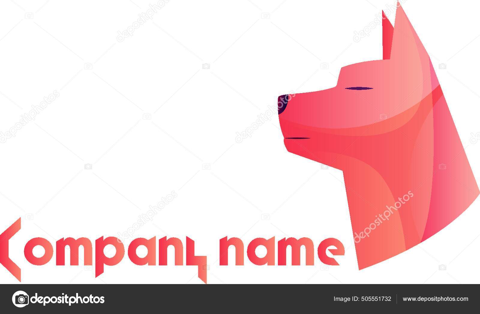 Pink Dog Head Logo Vector Illustration White Background Stock Vector by ...