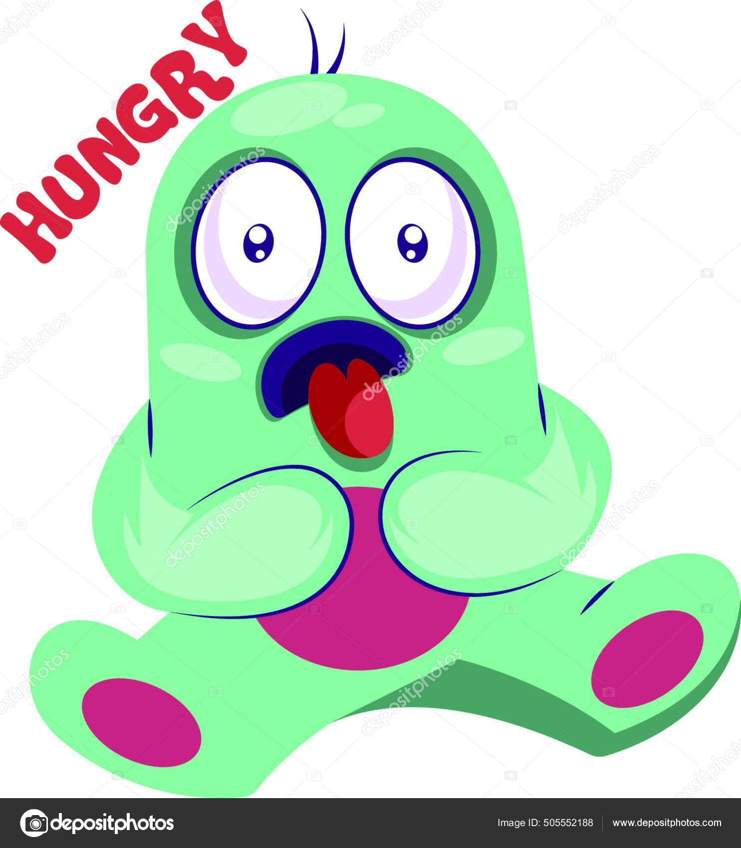 Hungry Blue Monster Vector Illustration White Background Stock Vector ...