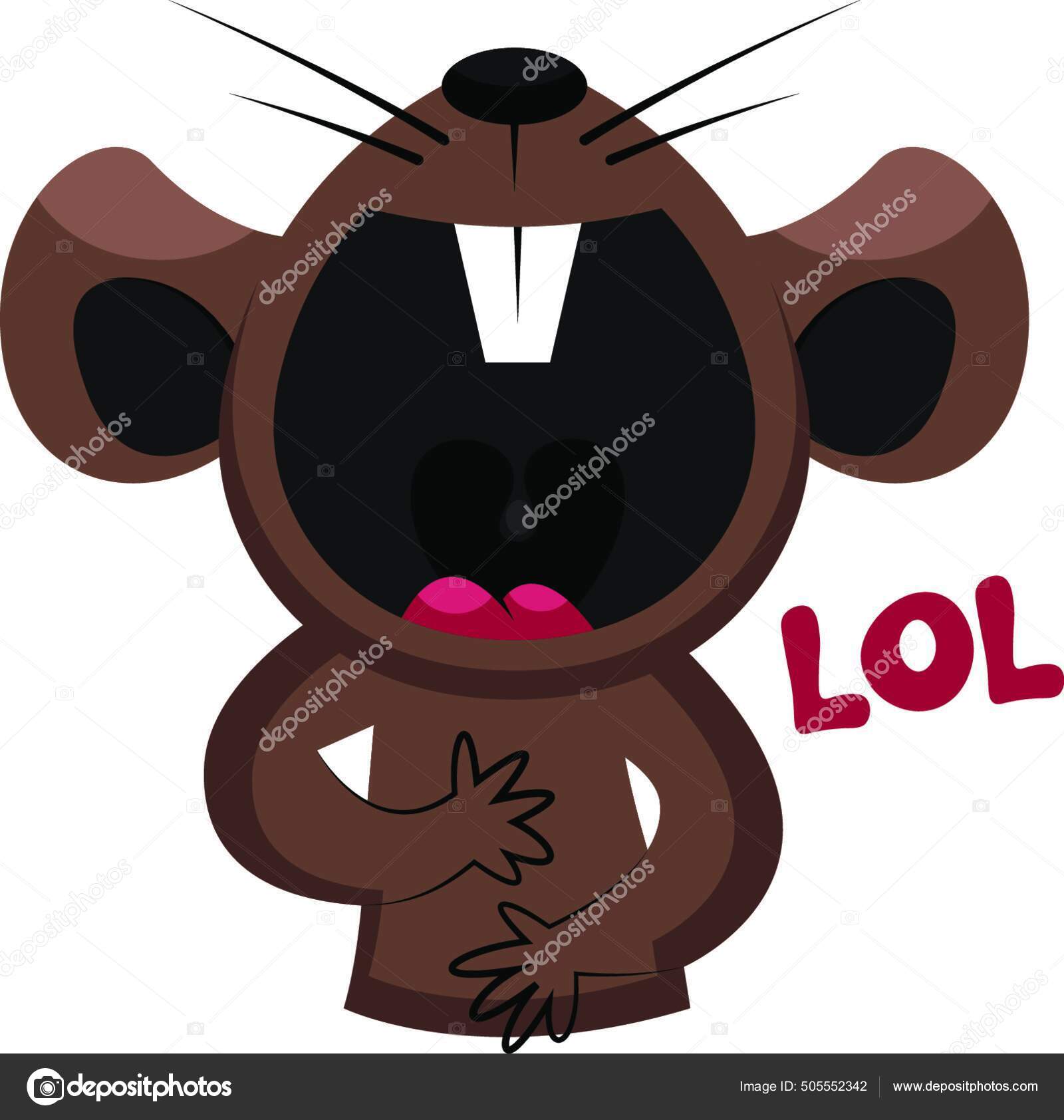 Brown Mouse Laughing Out Loud Vector Illustration White Background ...