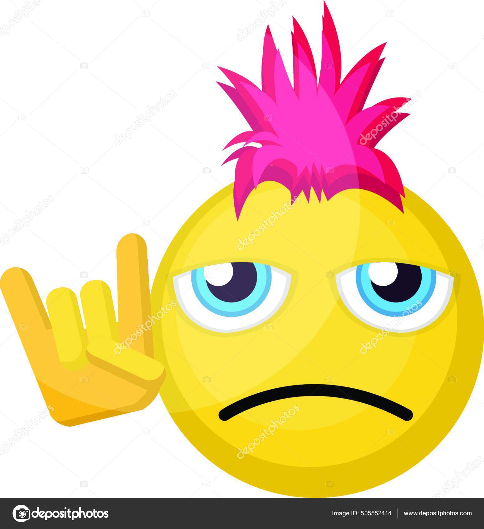 Sad Punk Emoji Face Pink Hair Punk Sign Vector Illustration Stock ...