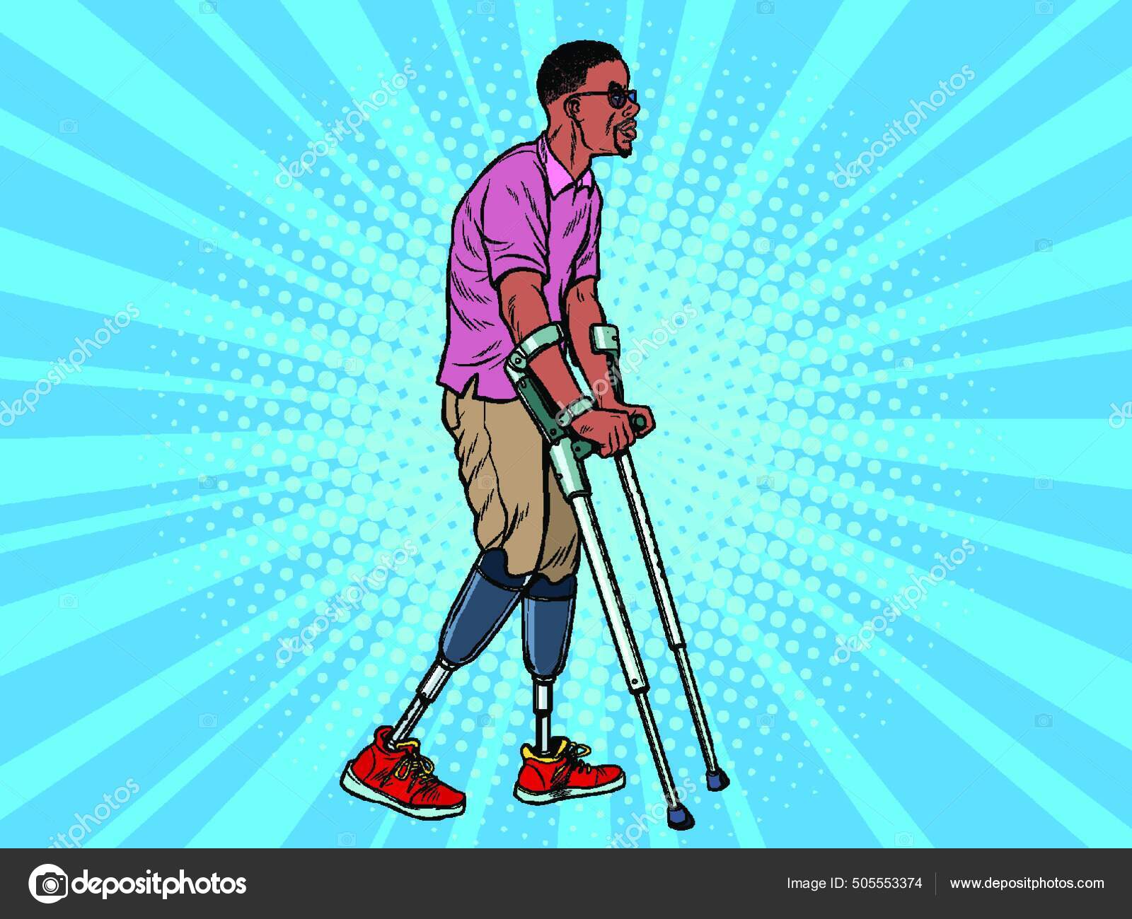 Legless African Veteran Bionic Prosthesis Crutches Disabled Man Learns ...