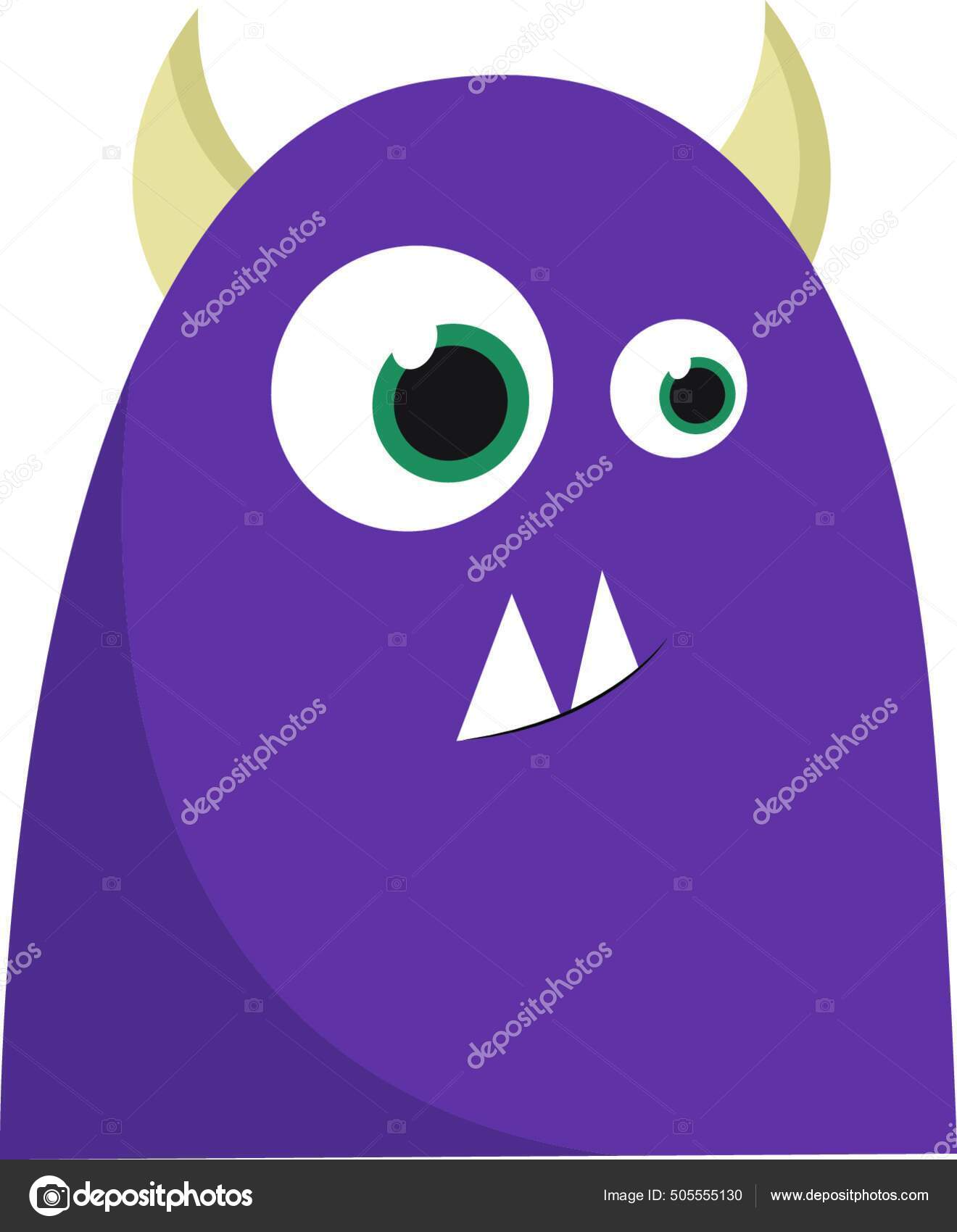Purple Monster Pair Silver Sharp Horns Vector Color Drawing ...