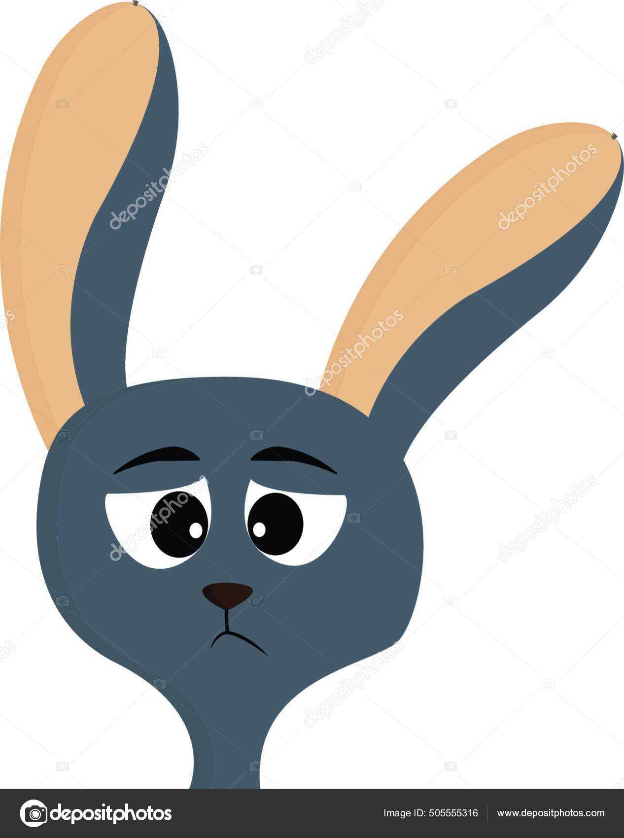 Sad Looking Grey Rabbit Two Big Ears Vector Color Drawing Stock Vector ...