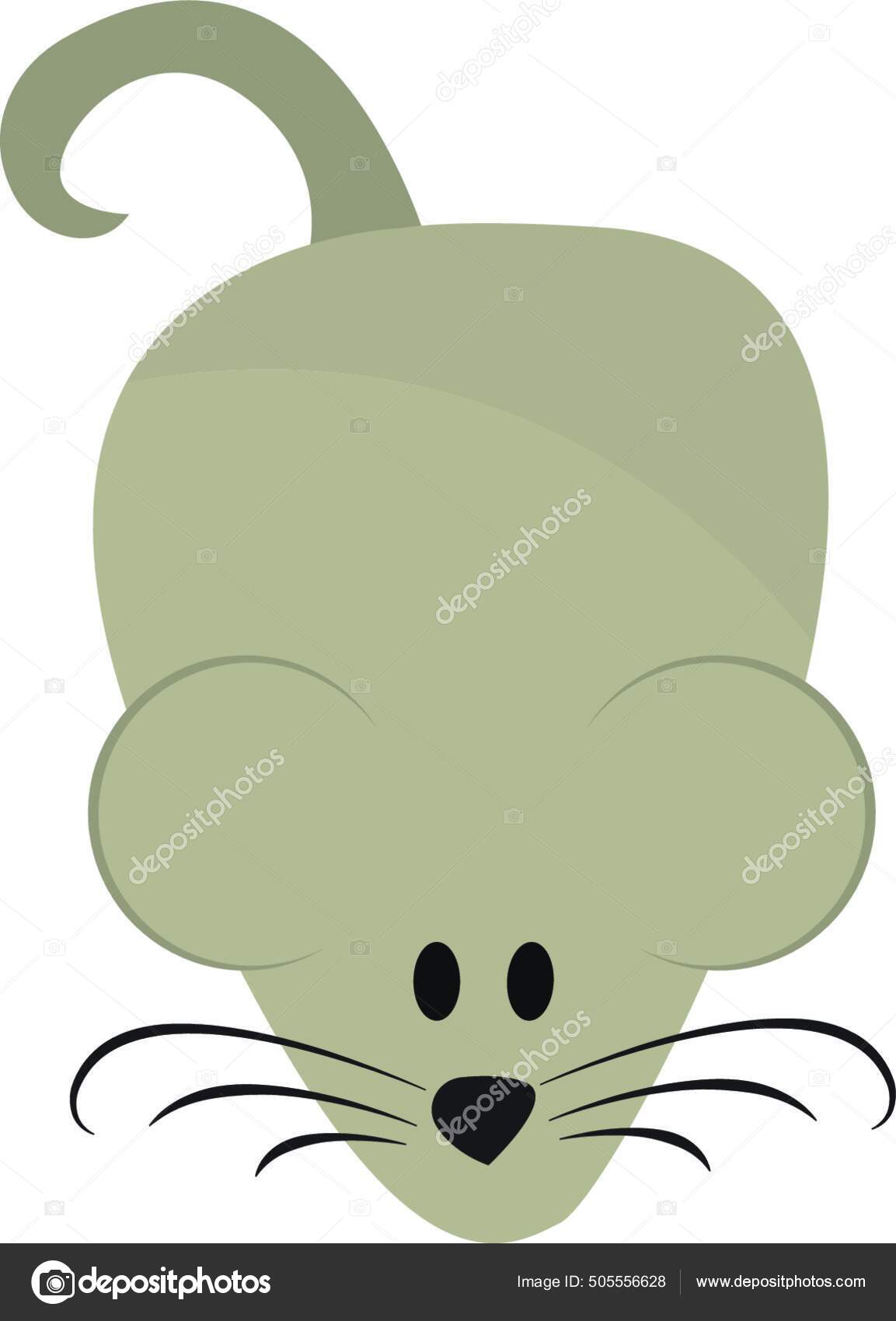 Cartoon Grey Mouse Lying Surface Eyes Has Pointed Snout Black Stock ...