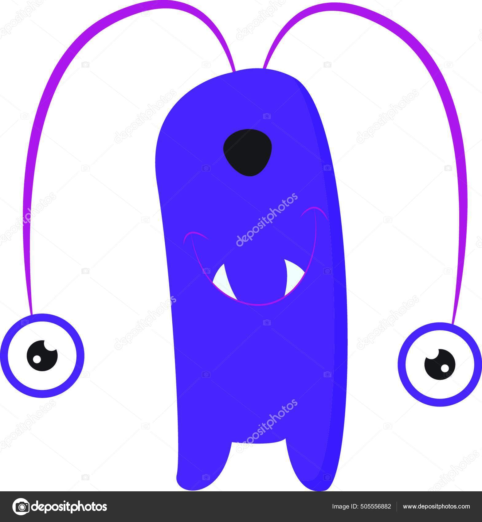 Cartoon Purple Monster Rectangular Shaped Body Two Eyes Hanging Two ...