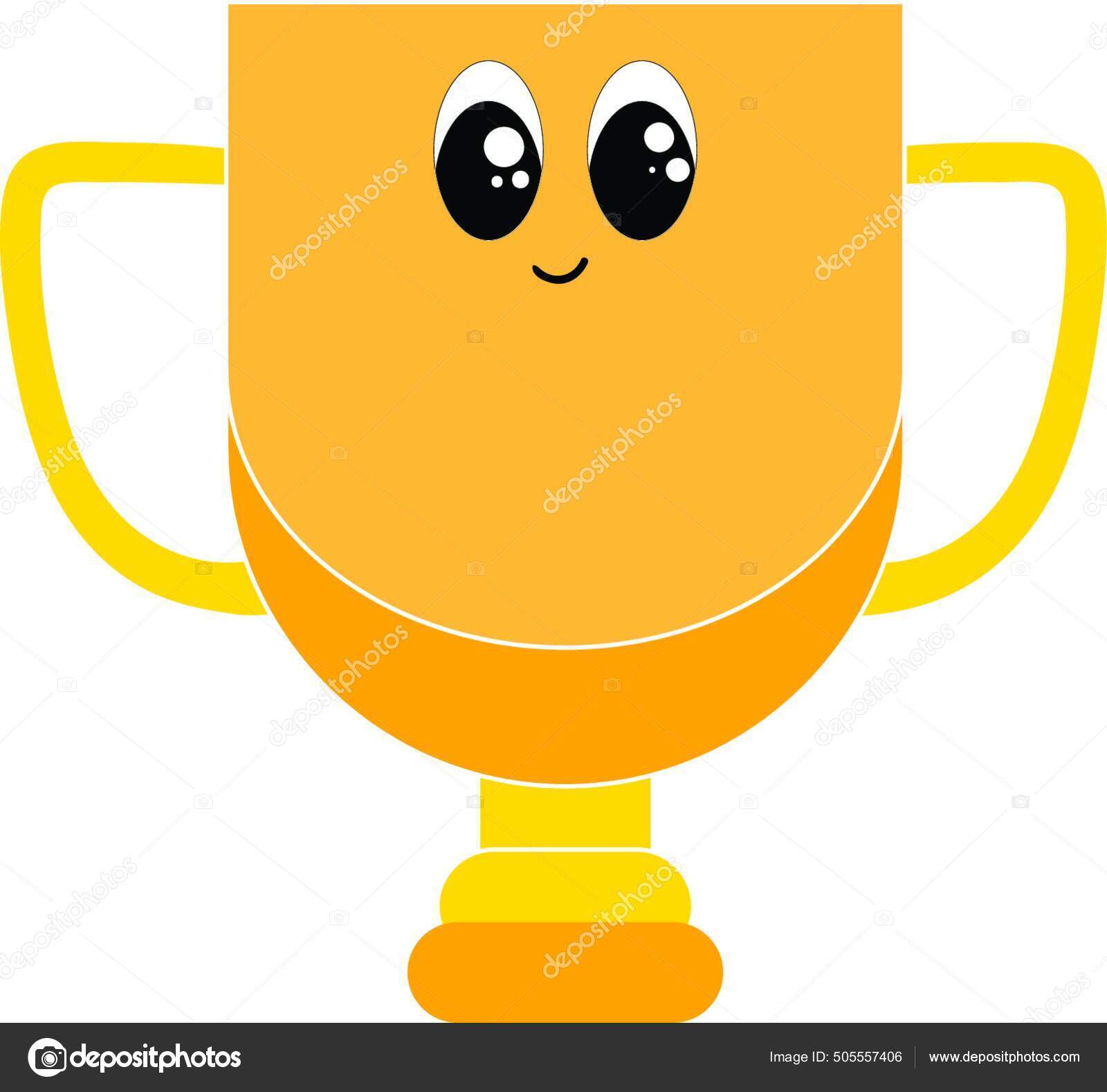 Emoji Golden Decorative Cup Provided Handles Stands Smiling Awarded ...