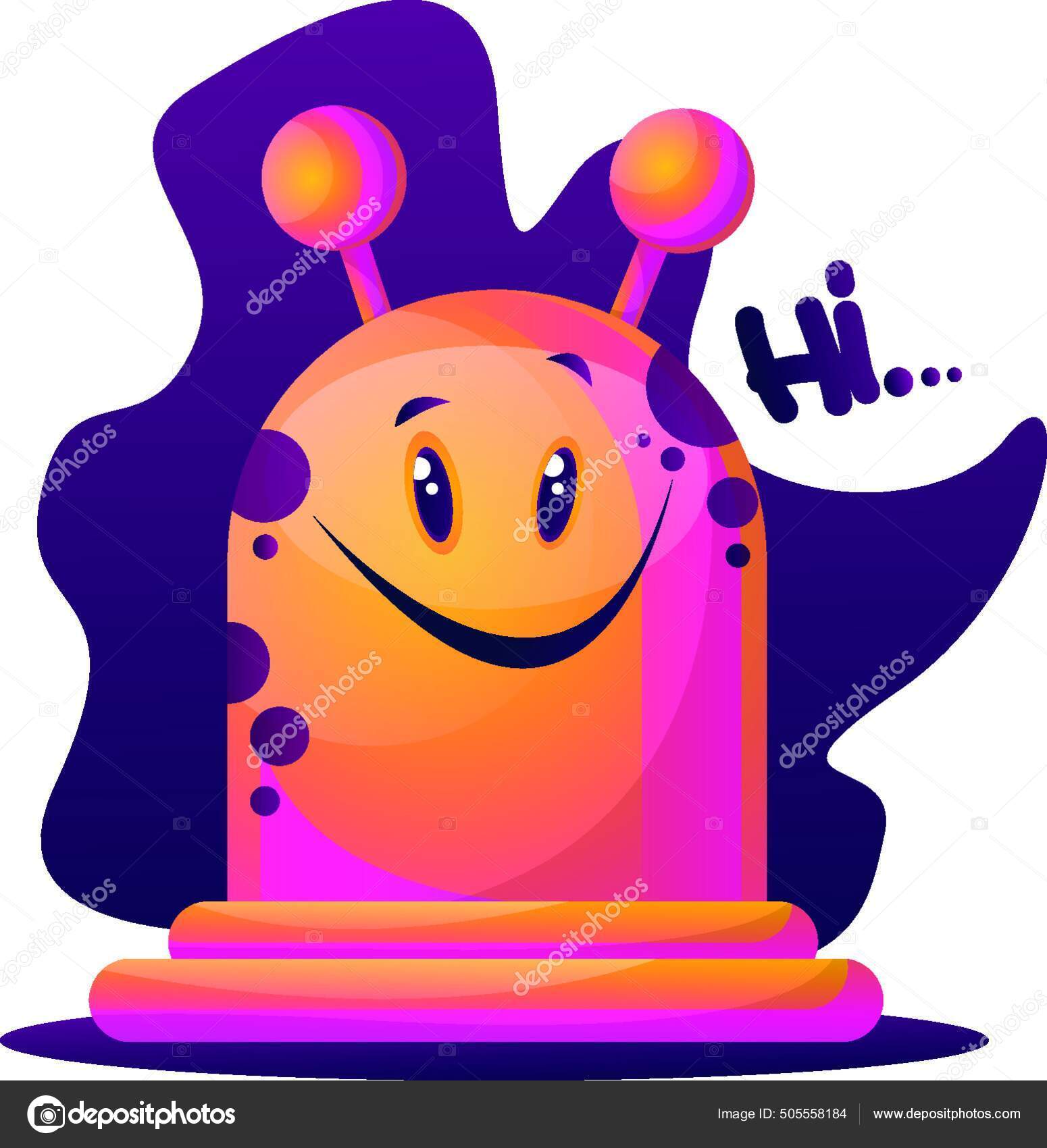 Happy Cartoon Pink Monster Vector Illustartion White Background Stock ...