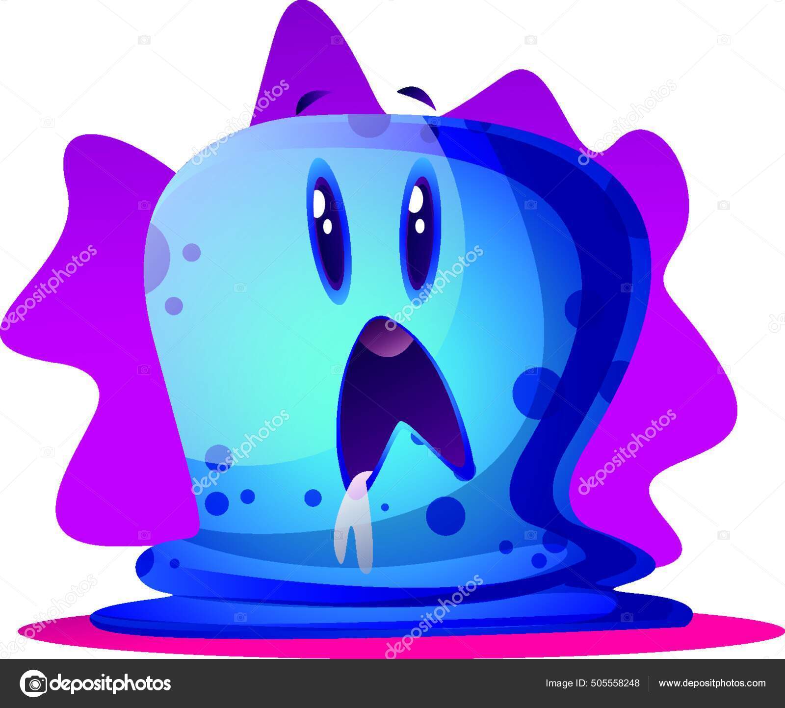 Scard Blue Cartoon Monster Vector Illustartion White Background Stock ...