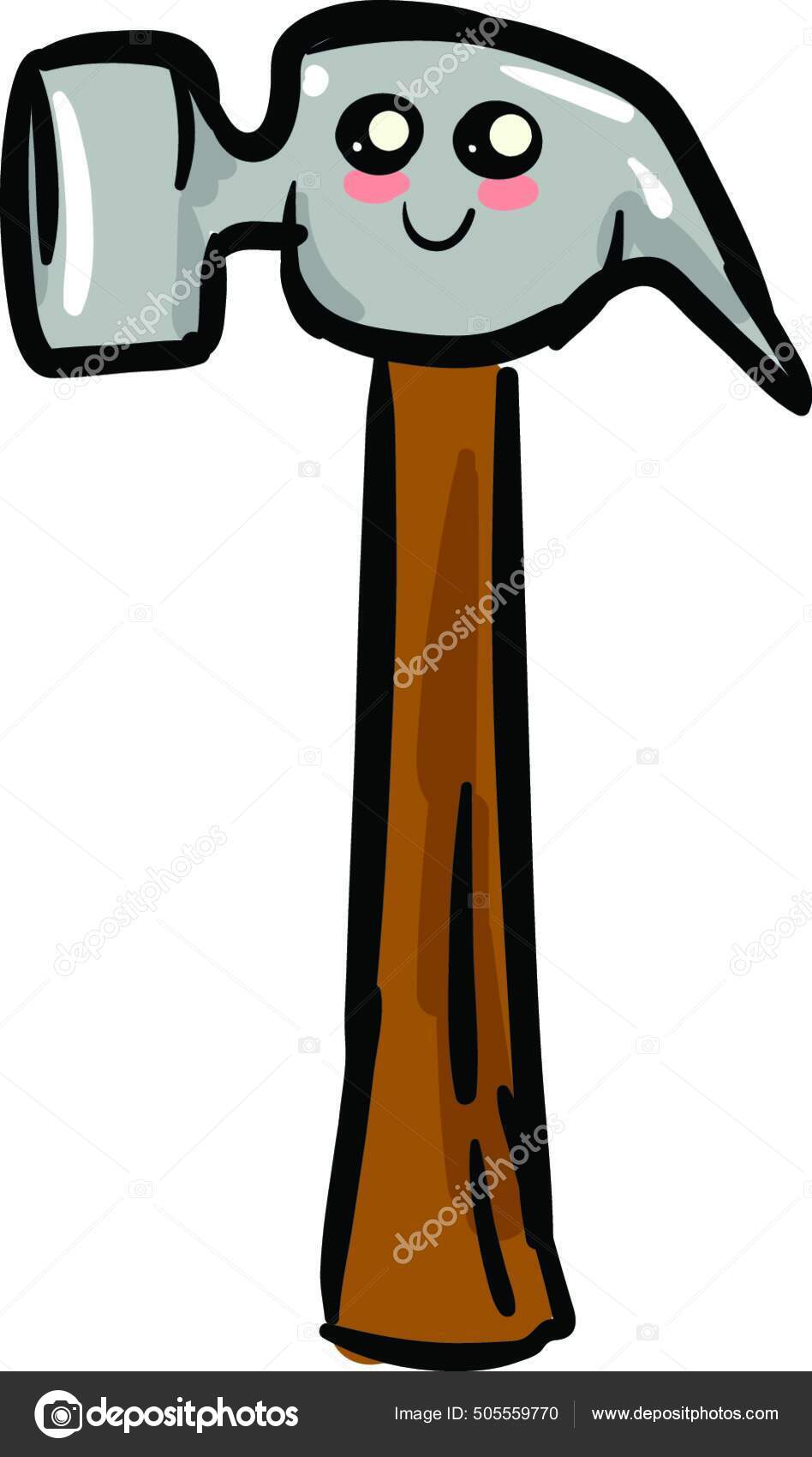 Hammer Face Character Drawn Design Illustration Vector White Background ...