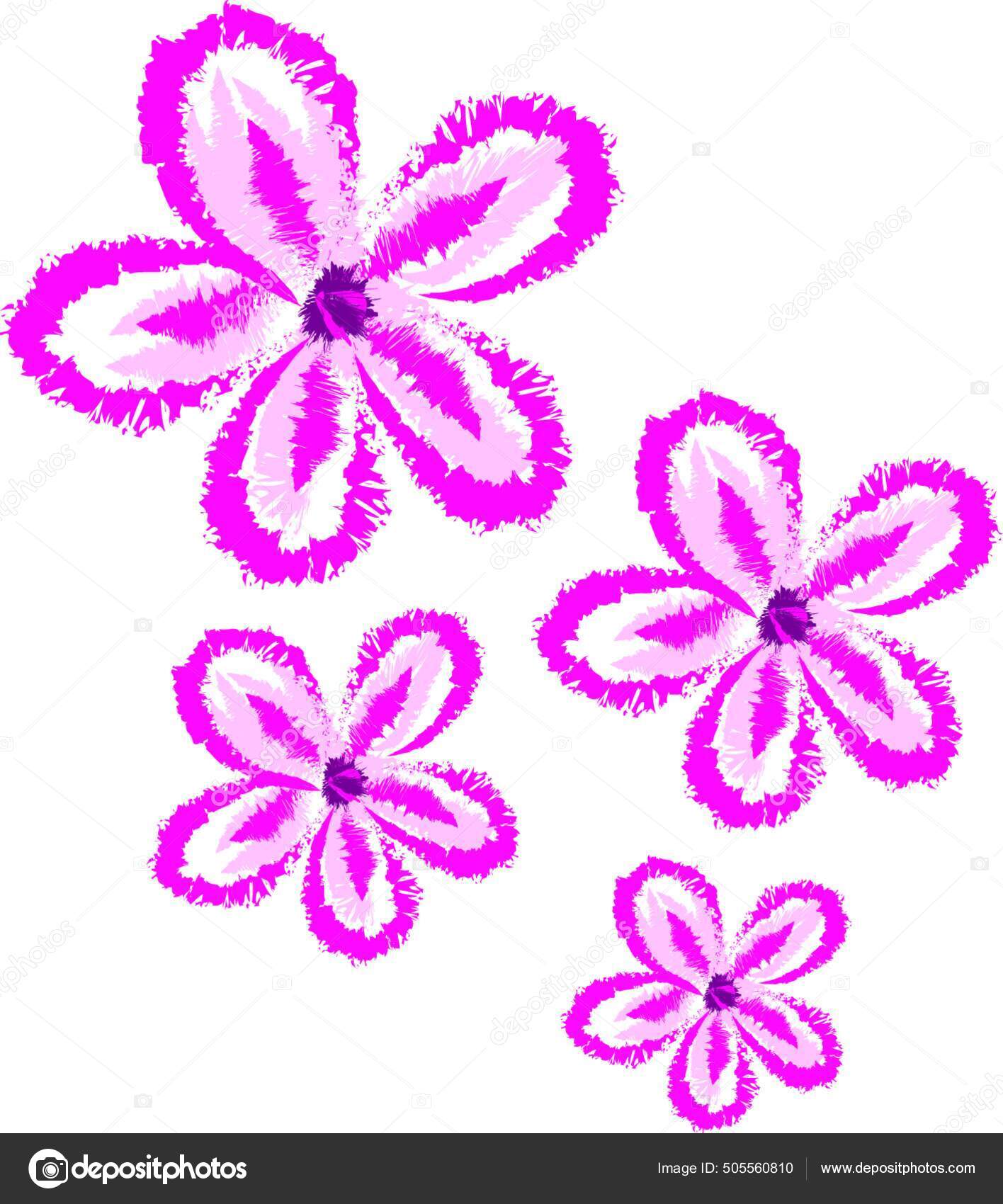 Very Beautiful Drawing Pink Flowers Crayons Paper Vector Color Drawing ...