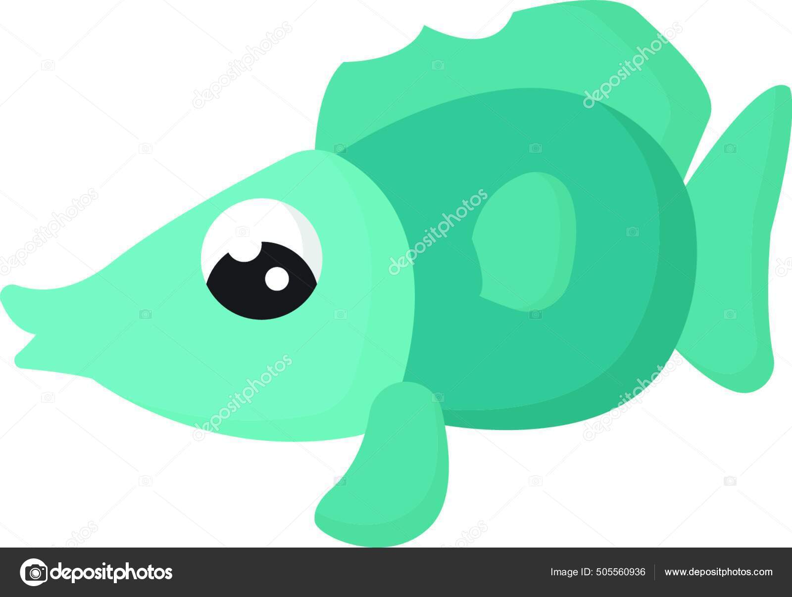 Cute Blue Fish Long Mouth Large Eyes Vector Color Drawing Stock Vector ...