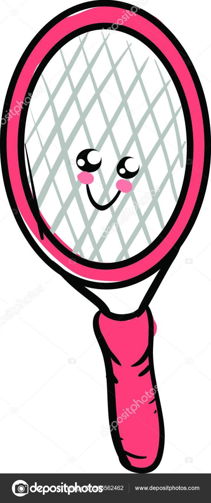 Emoji Cute Pink Tennis Racket Pink Blue Colors Has Cute Stock Vector ...