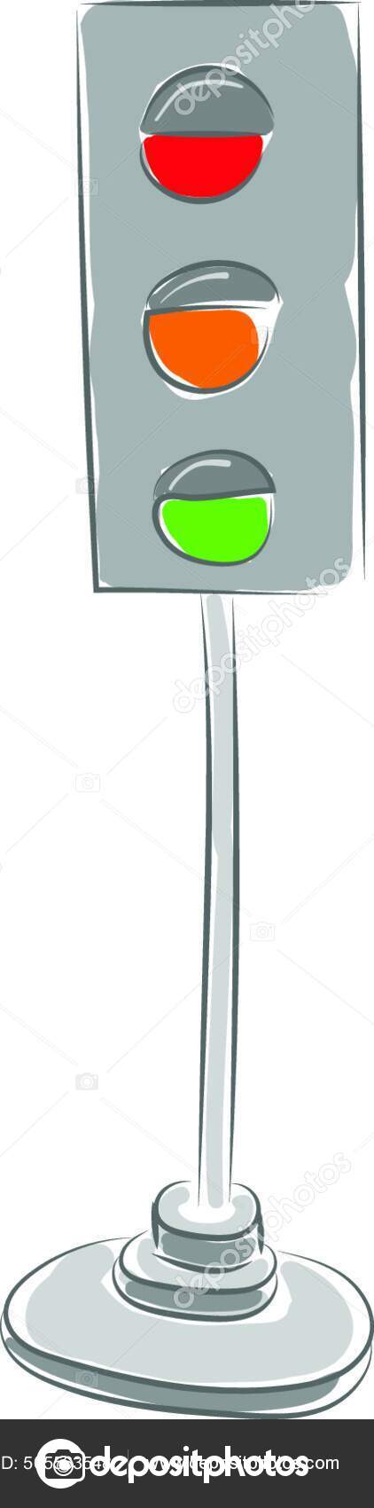 Big Traffic Light Red Orange Green Signal Vector Color Drawing Stock ...