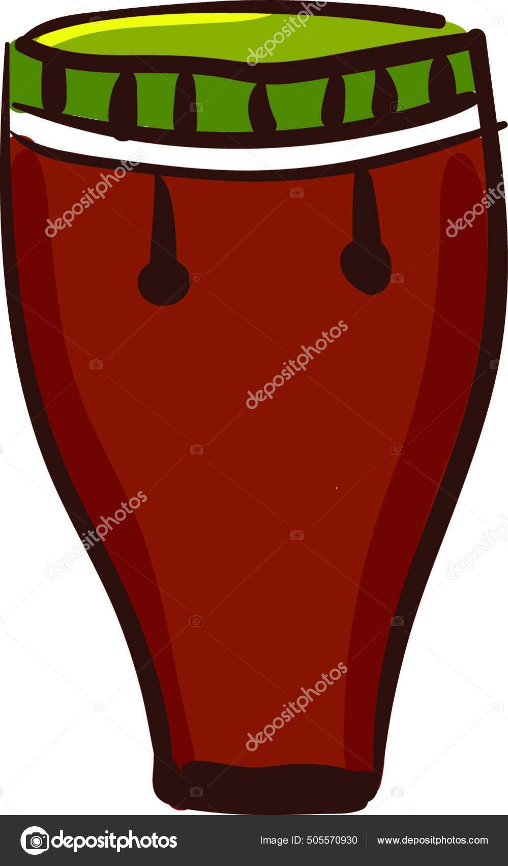 Big Brown Conga Drum Musical Instrument Vector Color Drawing ...