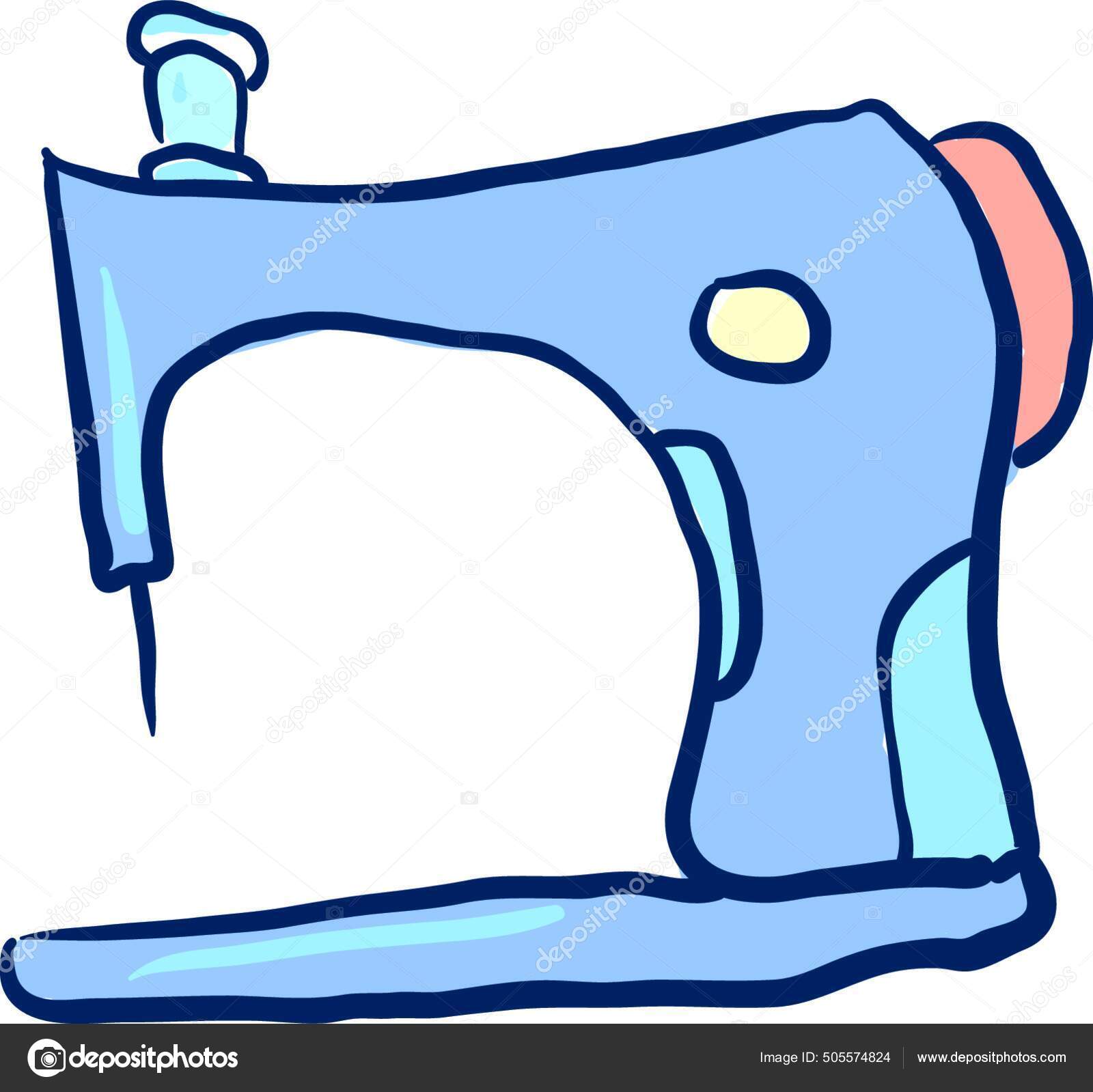 Blue Sewing Machine Illustration Vector White Background Stock Vector ...