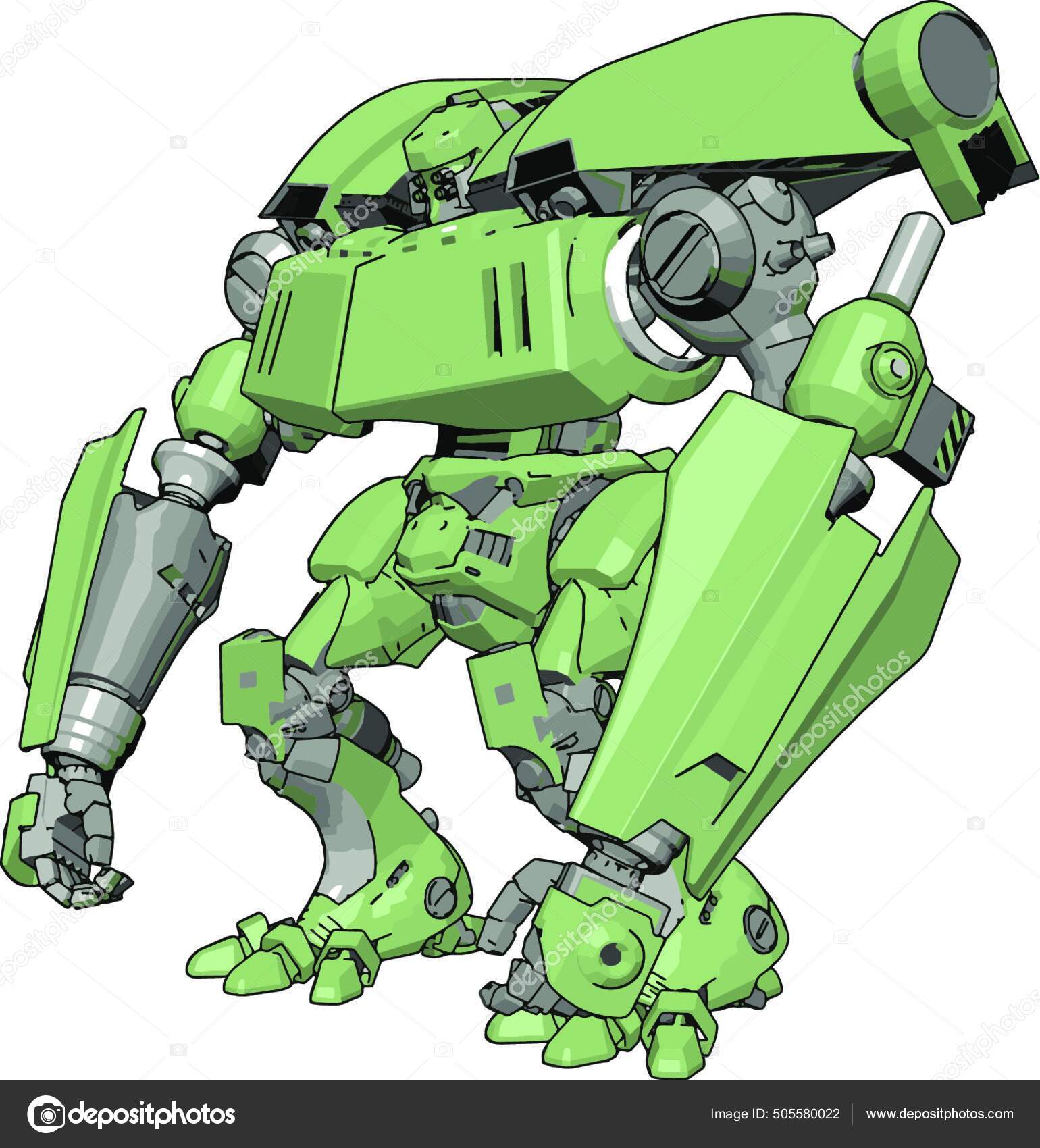 Robot Verde Grande Ilustración Vector Sobre Fondo Blanco Vector de ...