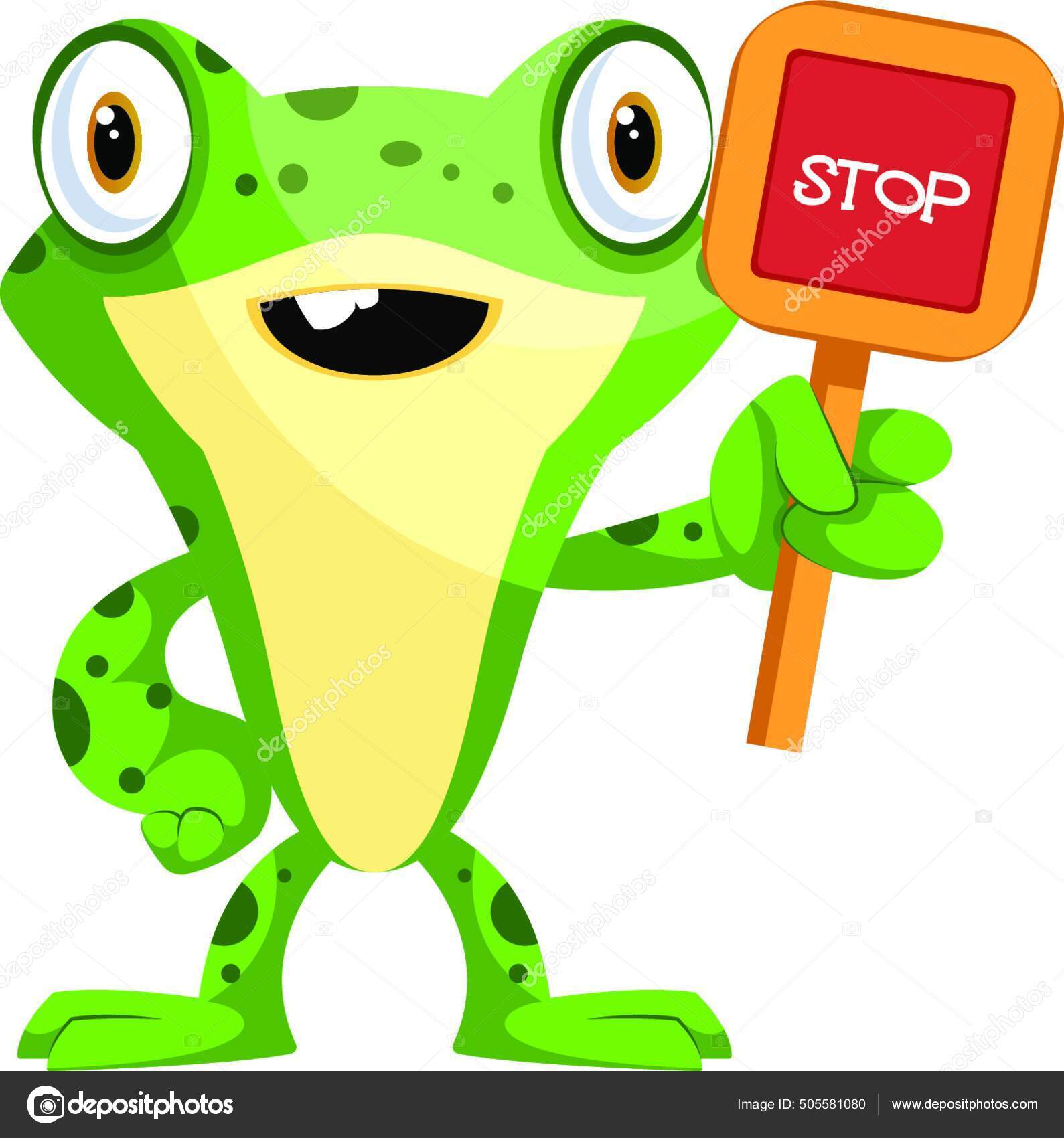 배경에 일러스트 레이션 벡터와 귀여운 개구리 스톡 벡터 - ©PantherMediaSeller 505581080