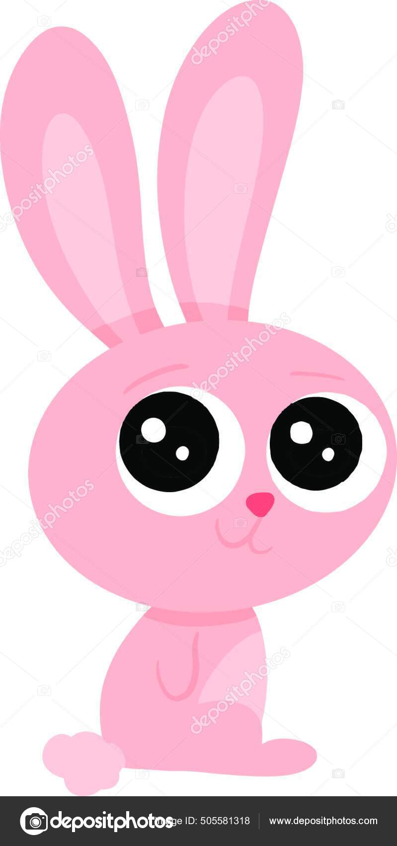 Cute Pink Bunny Illustration Vector White Background Stock Vector by ...