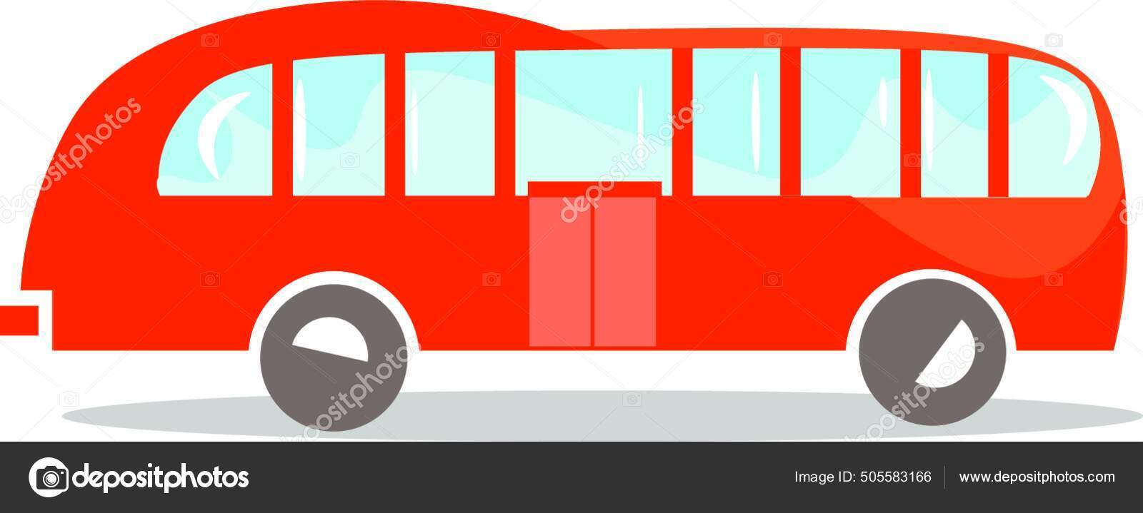 Cartoon Drawing Orange Bus Glass Windows Shines Gray Tires Showing ...
