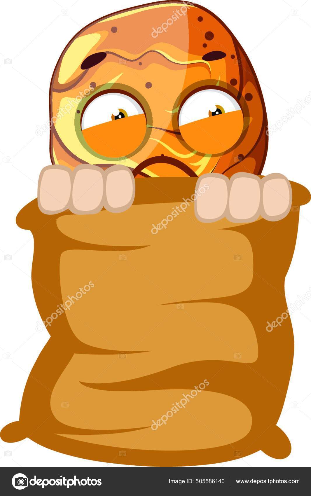 Afraid Chicken Leg Hiding Sack Illustration Vector White Background ...