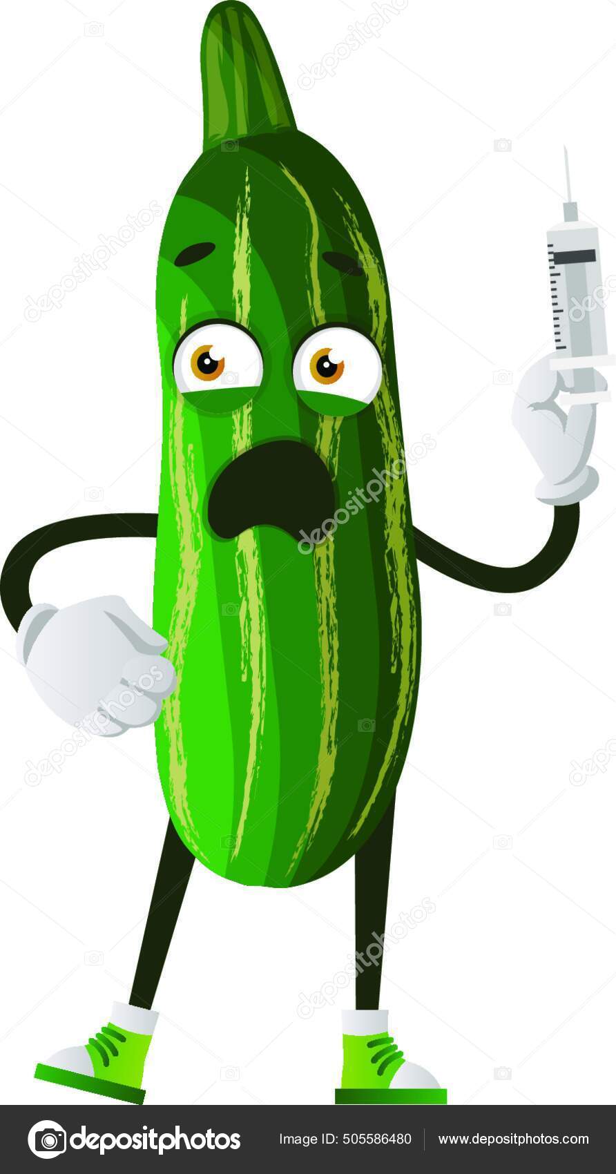 Timun Dengan Injeksi Ilustrasi Vektor Pada Latar Belakang Putih Vektor ...