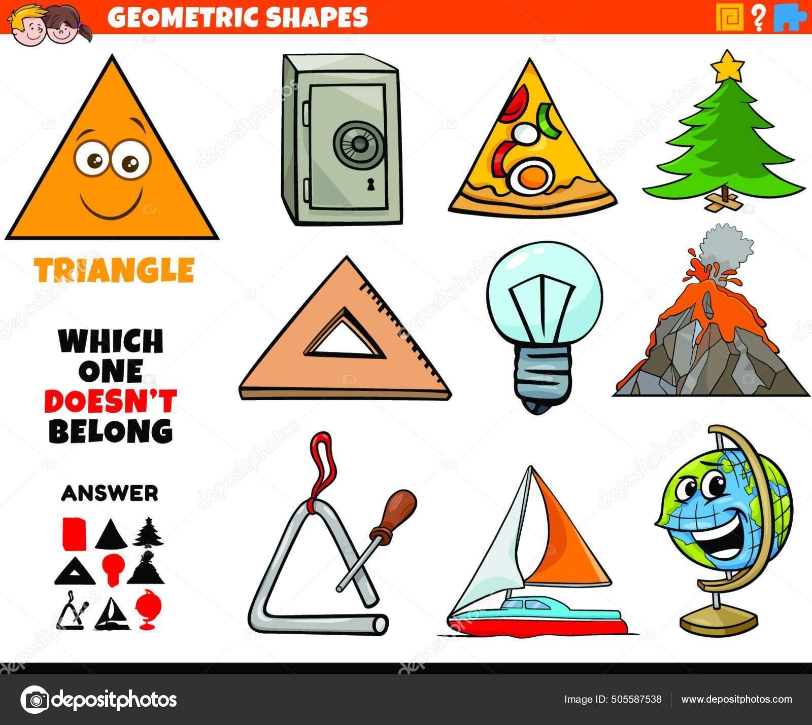 Ilustración Dibujos Animados Triángulo Forma Geométrica Tarea Educativa ...