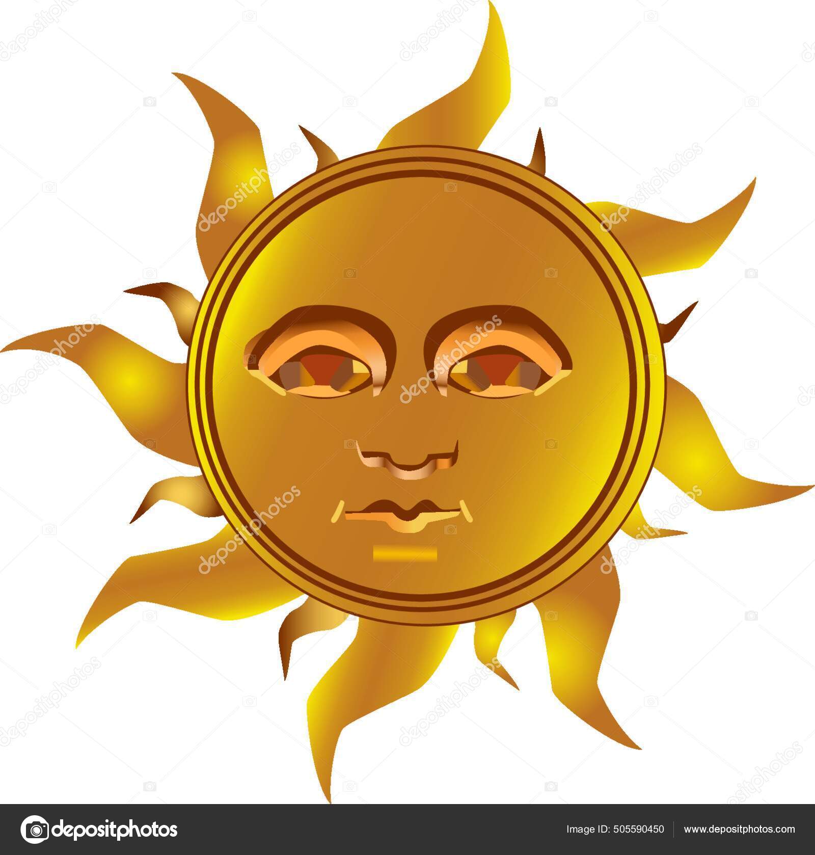 Mayan Jenis Matahari Emas Inka Sepenuhnya Vektorisasi Vektor Stok oleh ...