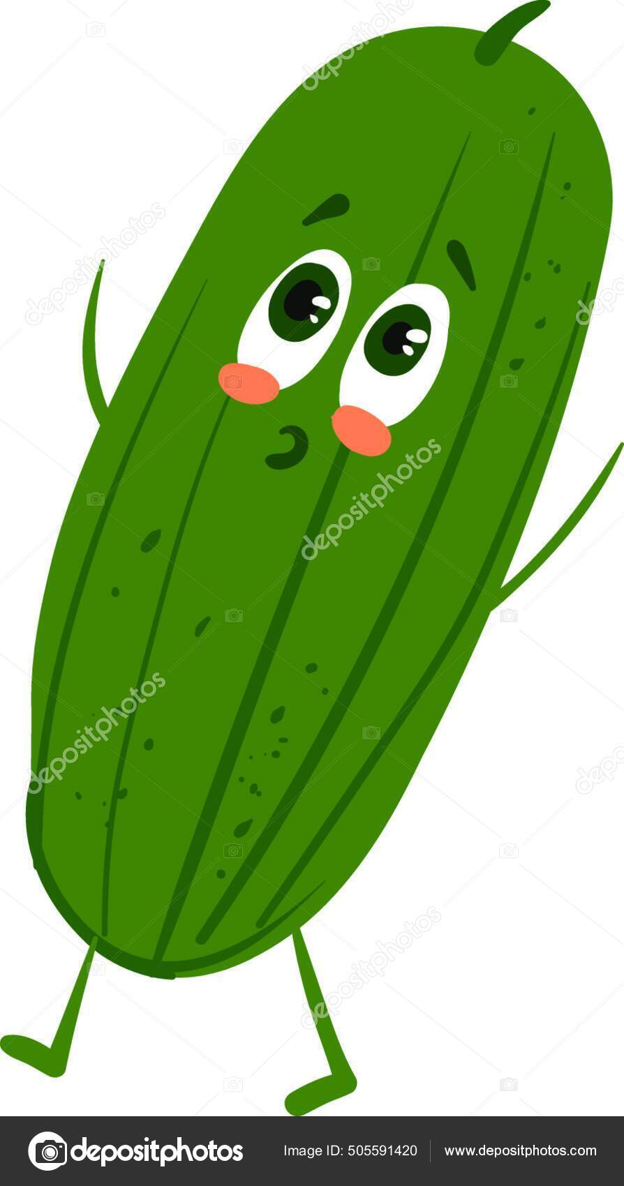 Ilustración Una Linda Caricatura Pepino Verde Aislada Sobre Fondo ...