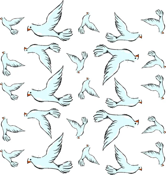 Birds Sky Illustration Vector White Background Stock Vector By
