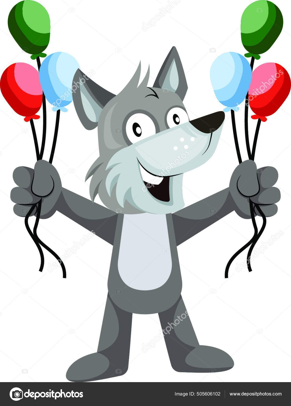 Wolf Balloons Illustration Vector White Background Stock Vector by ...