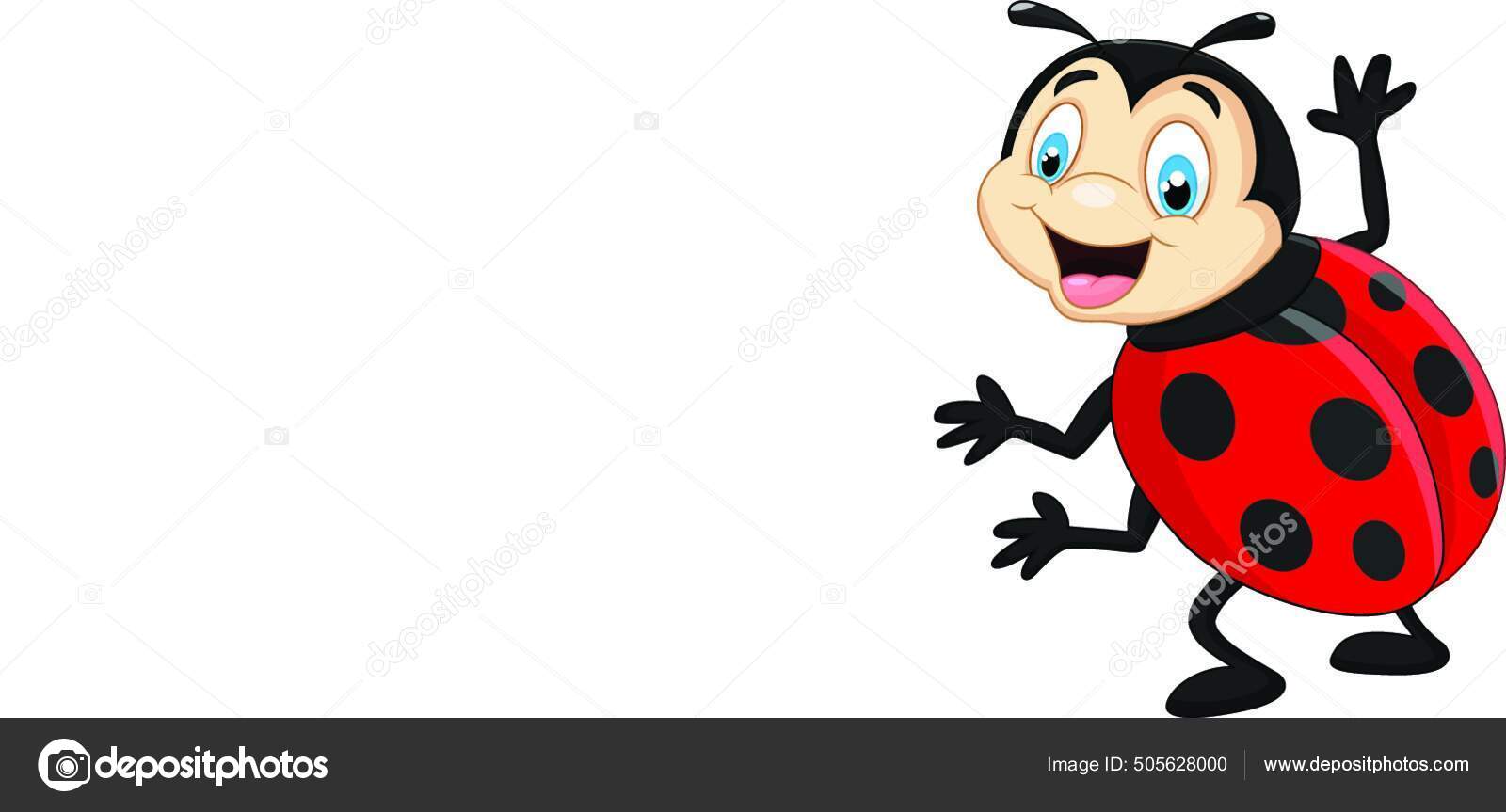 Cartoon Ladybug Waving White Background Stock Vector by ...