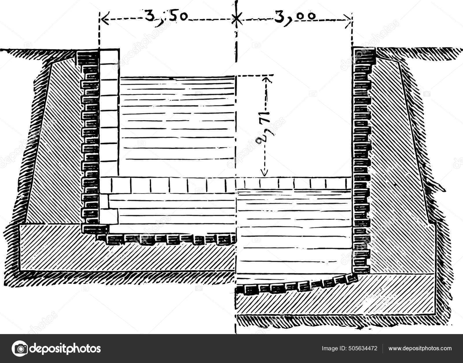 Transverse Half Sections Sluice Lock Vintage Engraved Illustration ...