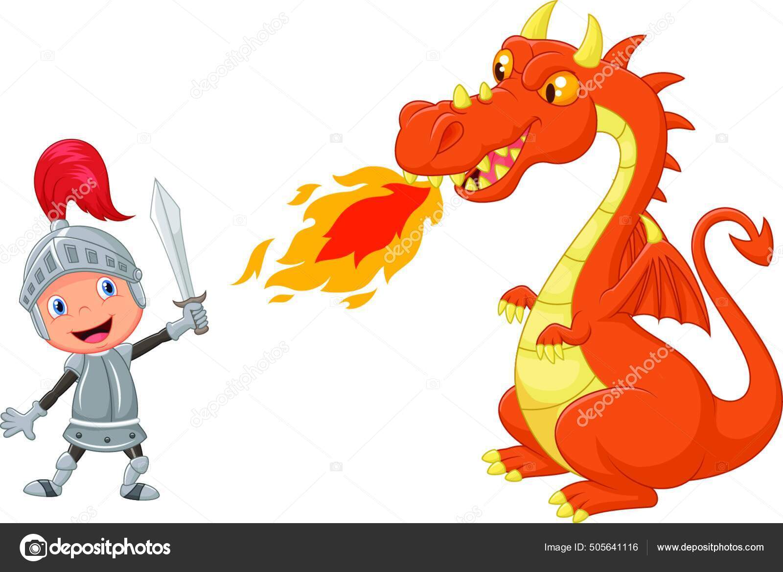 Cartoon Knight Fierce Dragon Stock Vector Image by ©PantherMediaSeller ...