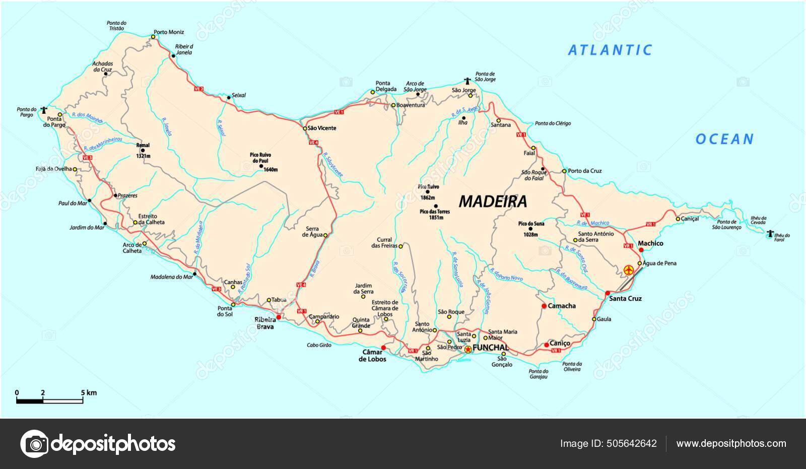 Road Map Portuguese Island Madeira Stock Vector by ©PantherMediaSeller ...