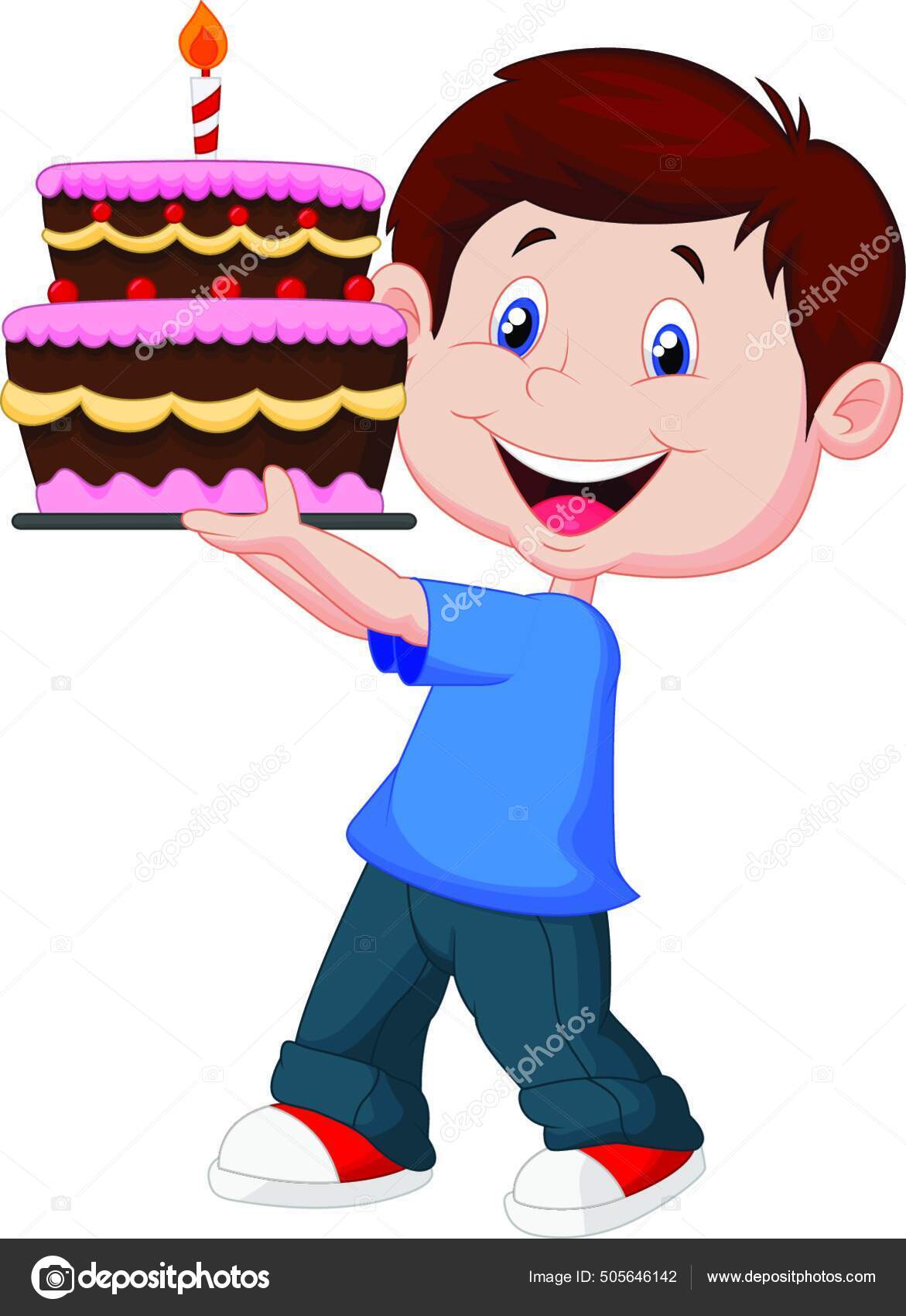 Vettoriale stockRagazzo Con Torta Compleanno di ©PantherMediaSeller ...