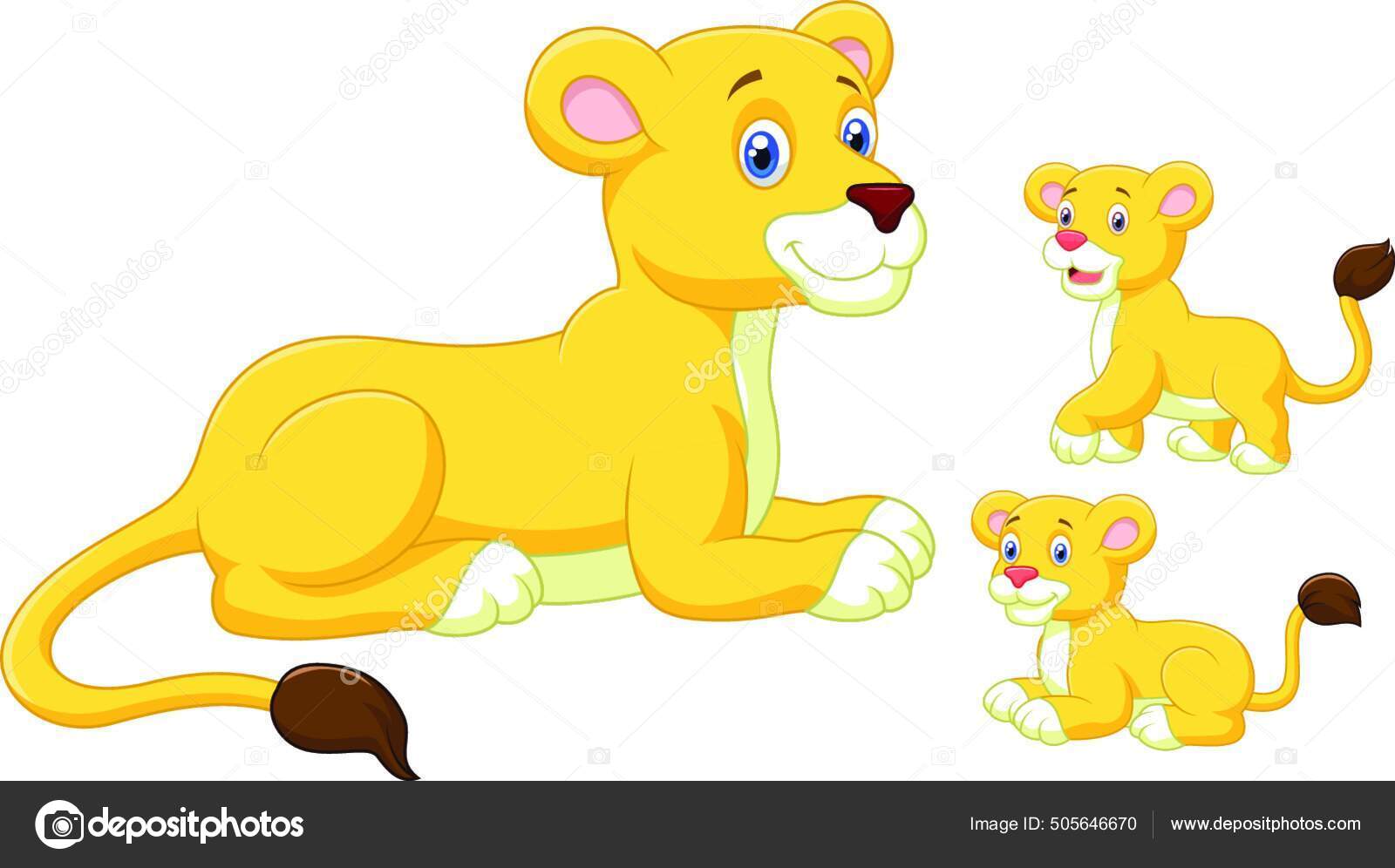 Illustration Cute Cartoon Lion Yellow Baby Stock Vector by ...