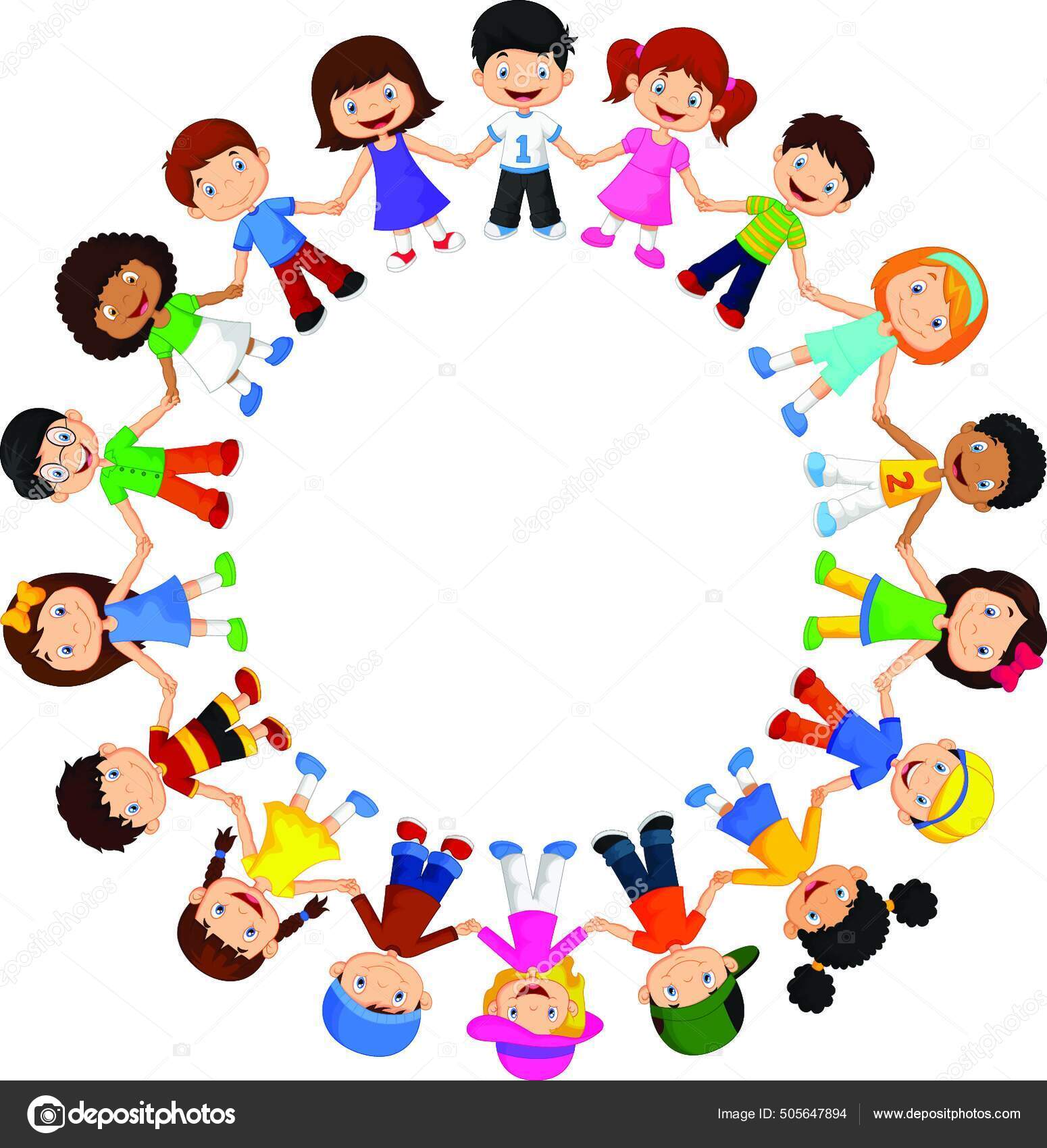 Circle Happy Children Different Races Stock Vector by ... Circle Happy Children Different Races Stock Vector by ...