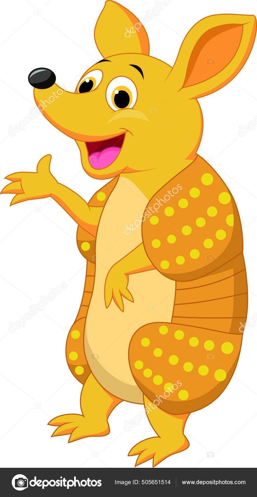 Bonito Tatu Desenhos Animados Isolado Branco Fundo Vetor de stock de ...