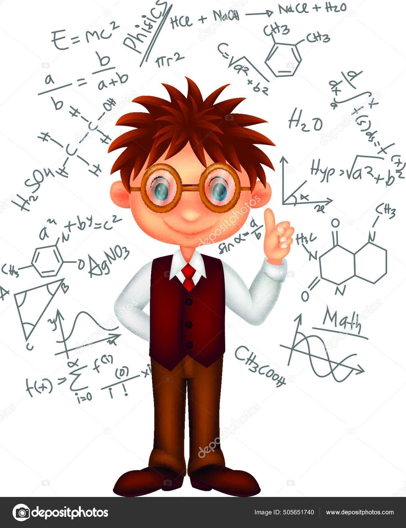 Smart Boy Cartoon Isolated White Background Stock Vector Image by ...
