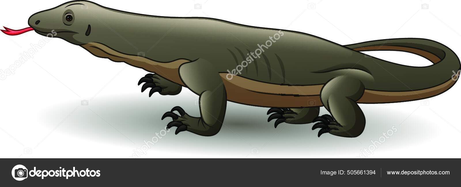 Cartoon Komodo Dragon Isolated White Background Stock Vector by ...