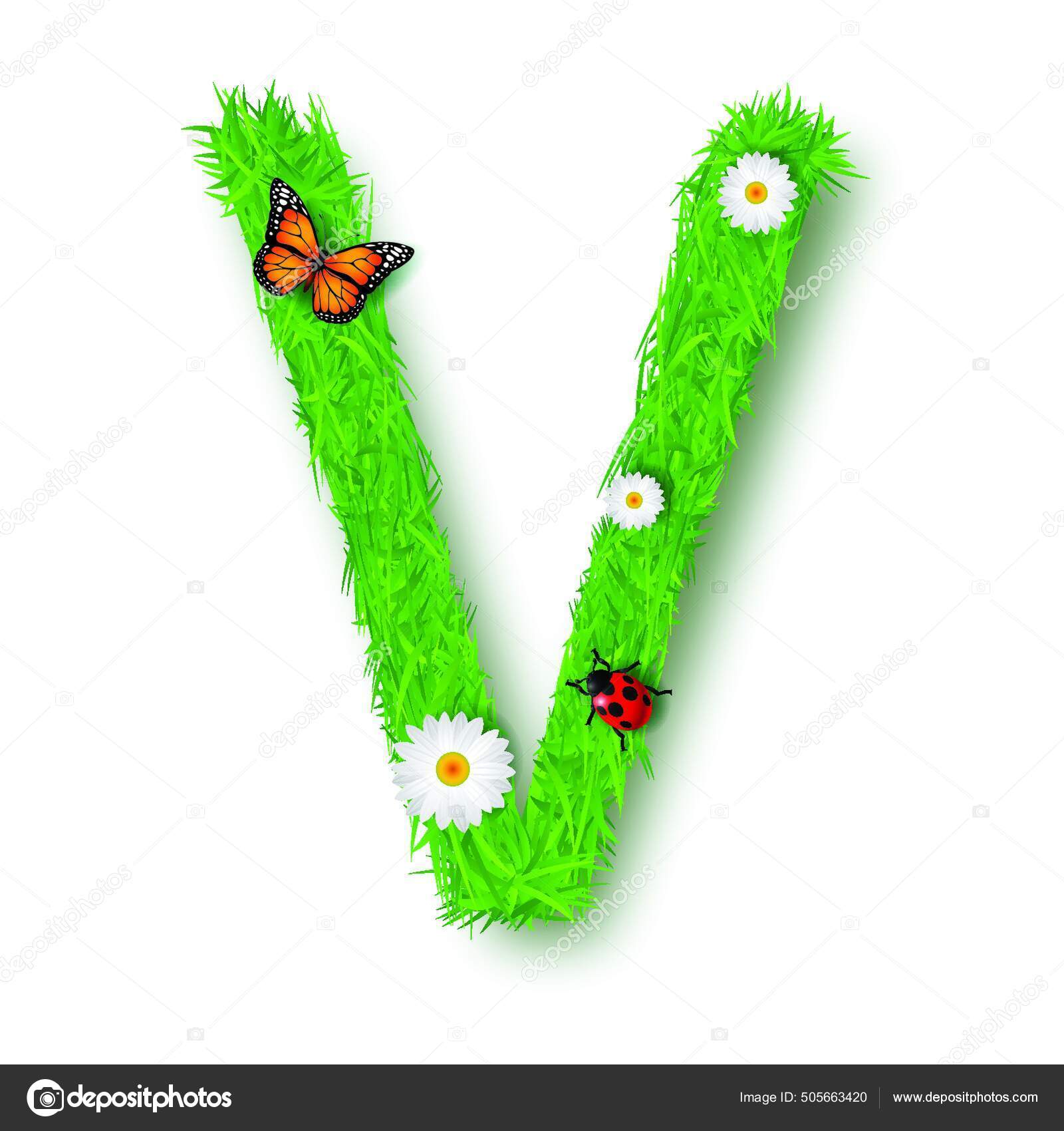Grass Letter White Background Stock Vector by ©PantherMediaSeller 505663420