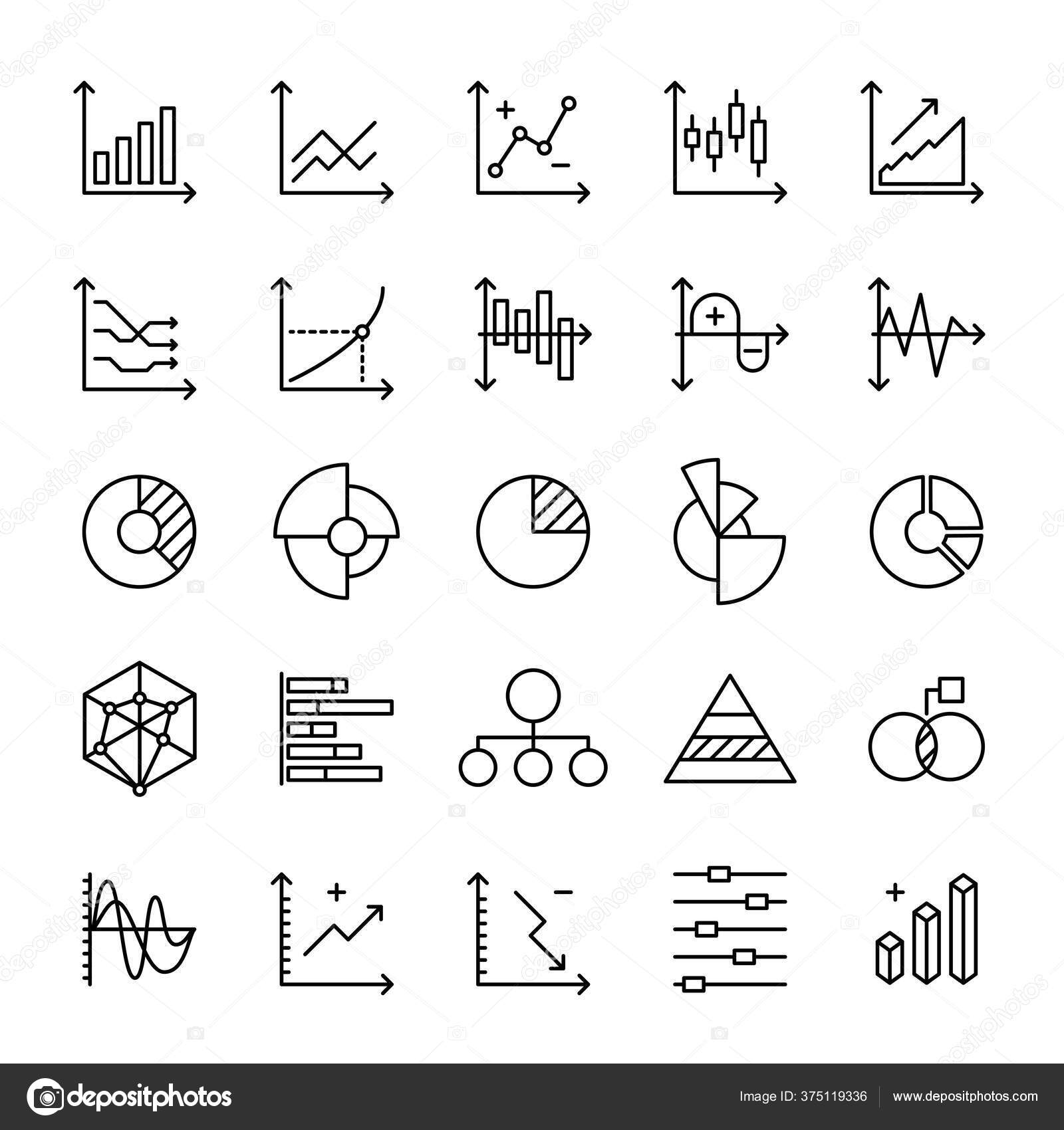 Graph Statistics Diagram Line Icons Vector Stock Vector by ©chinzogzag ...
