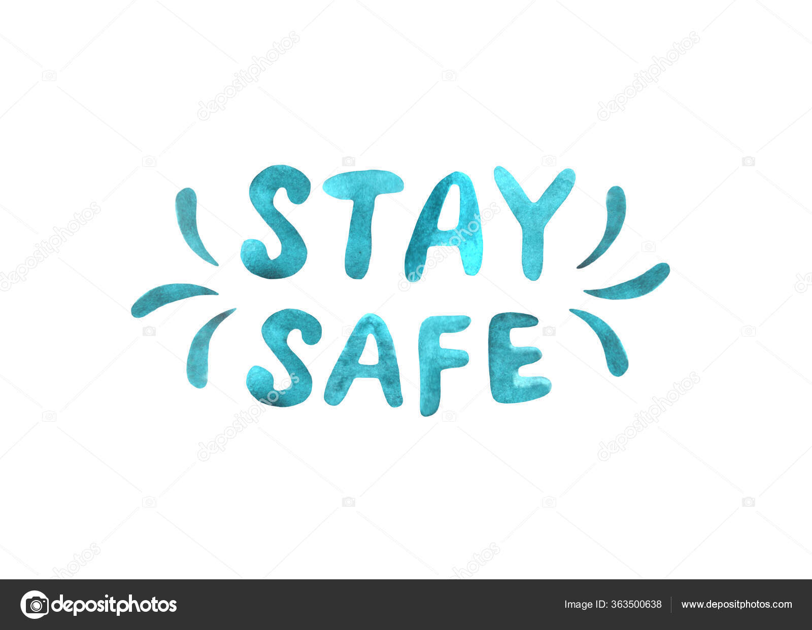 Stay Home Stay Safe Watercolor Lettering Theme Quarantine Self ...